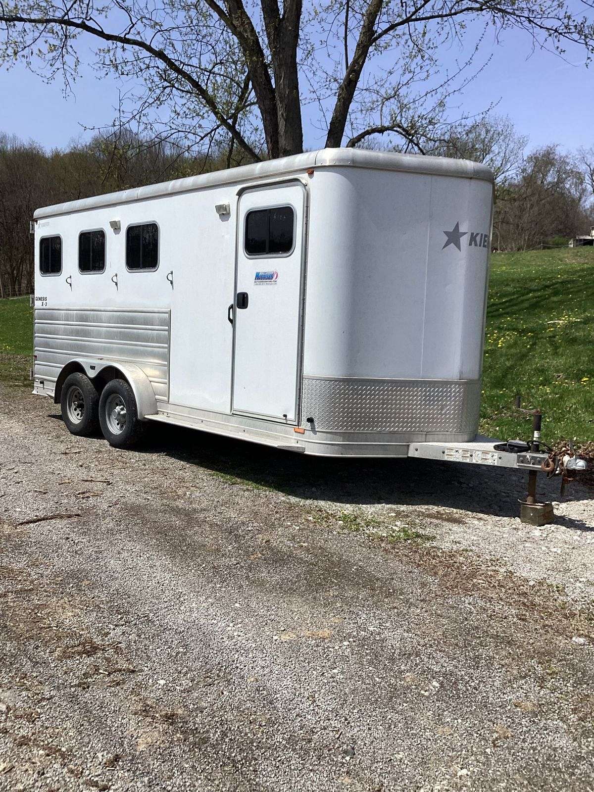 Aluminum 3 horse slant trailer with dressing room.