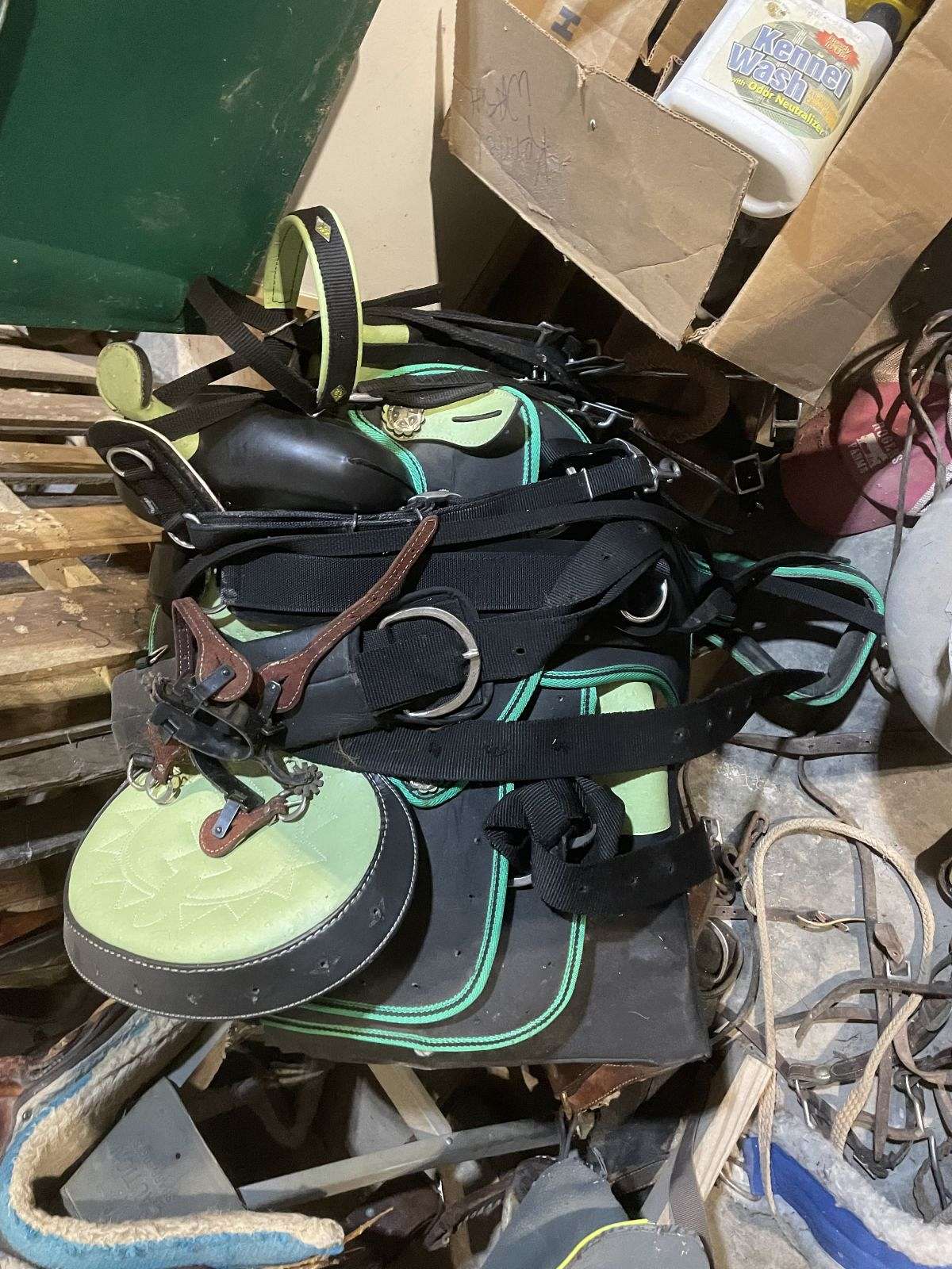 Black and green western tack set