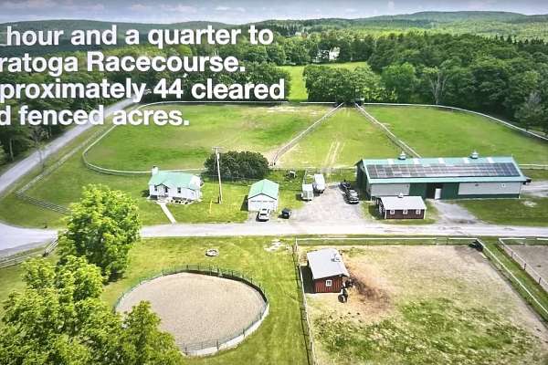 Saratoga an hour plus drive from farm w 2 homes and several barns